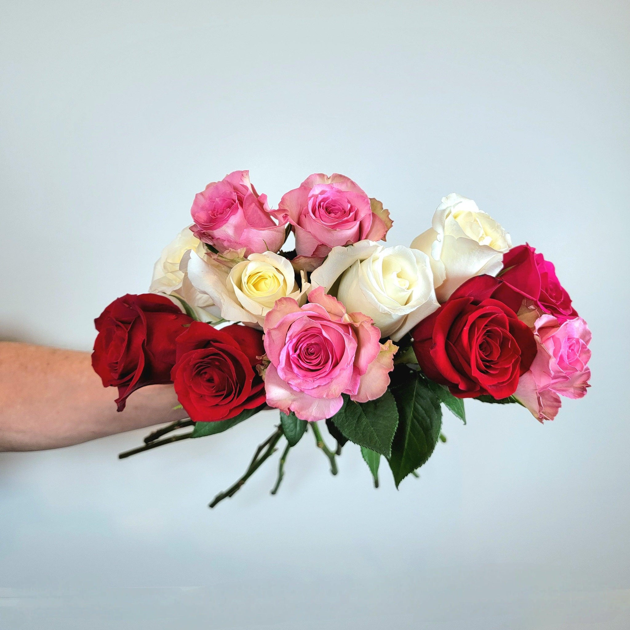 Cupid Rose Bouquet | Red White and Pink Rose Bouquet